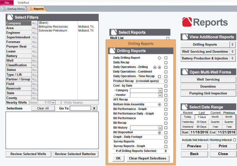 Drilling Reports - Production Systems